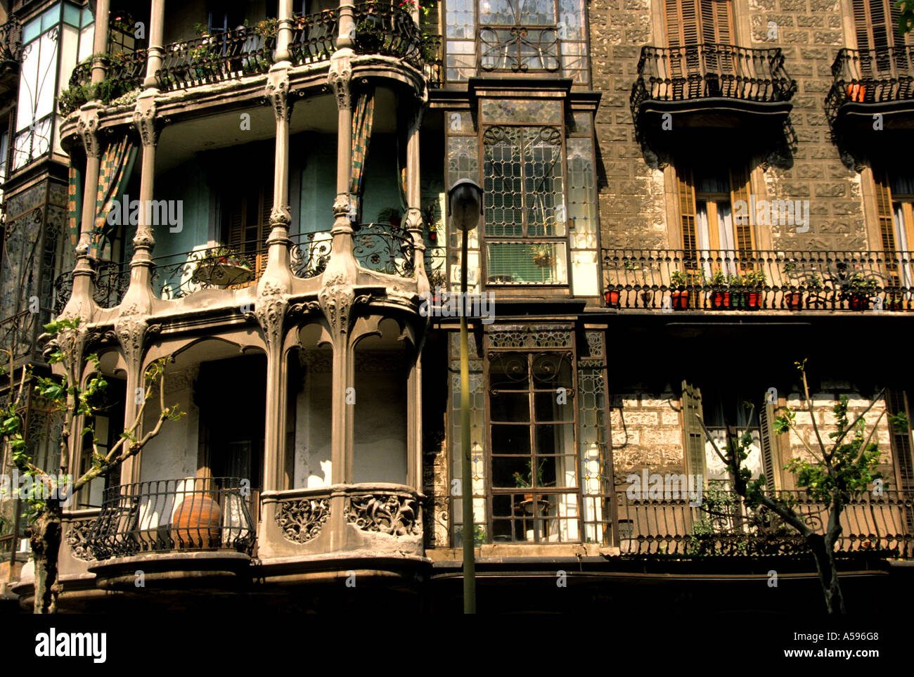 Barcelona Spanish Spain architecture balcony house Stock Photo - Alamy