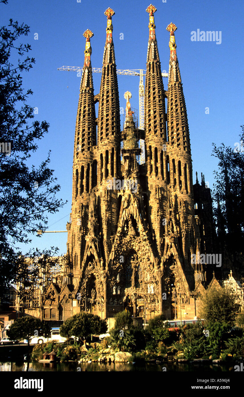 Towers Of Church Sagrada Familia Built By Antonio Gaudi Barcelona Stock