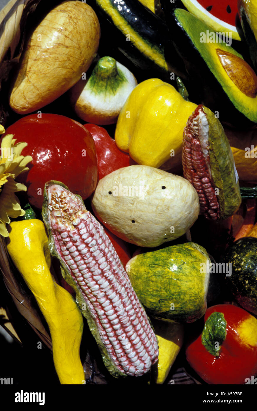 Paper mache fruits and vegetables at a shop Baja Sur Mexico Stock Photo ...