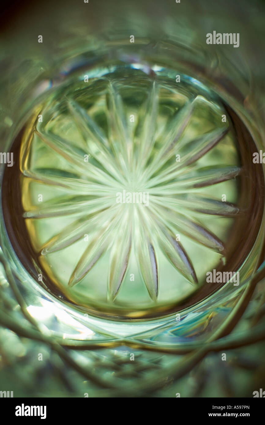 Patterns and textures looking through the bottom of a whiskey glass ...