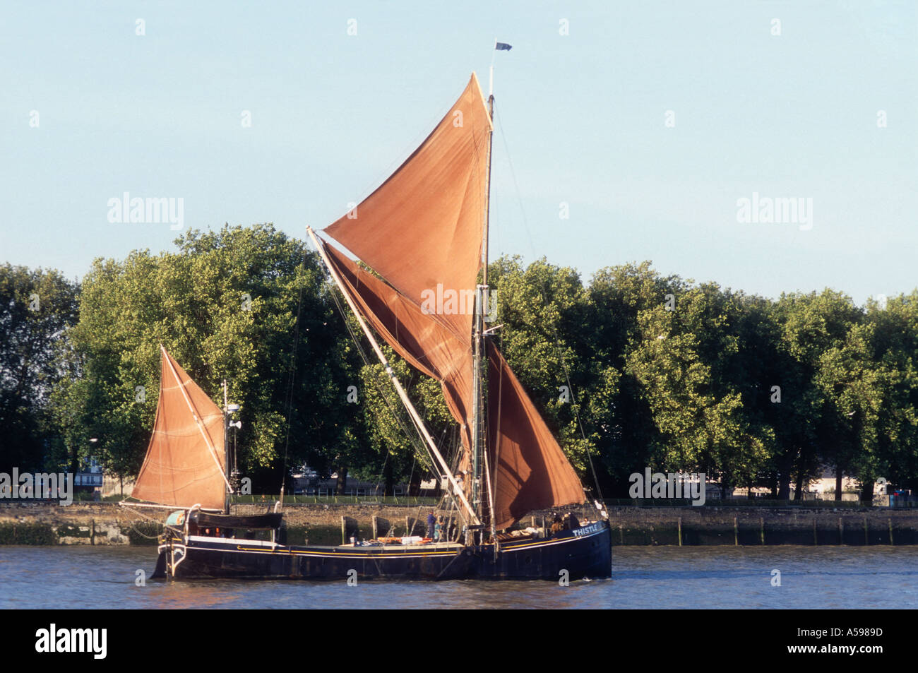 The 1895 Thames Sailing Barge Thistle on the River Thames at London ...