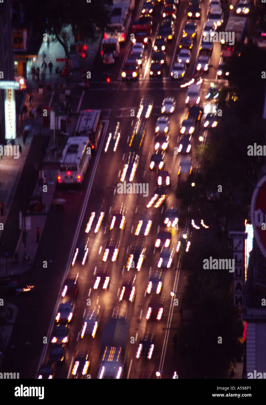 cars at night mexico city Stock Photo - Alamy