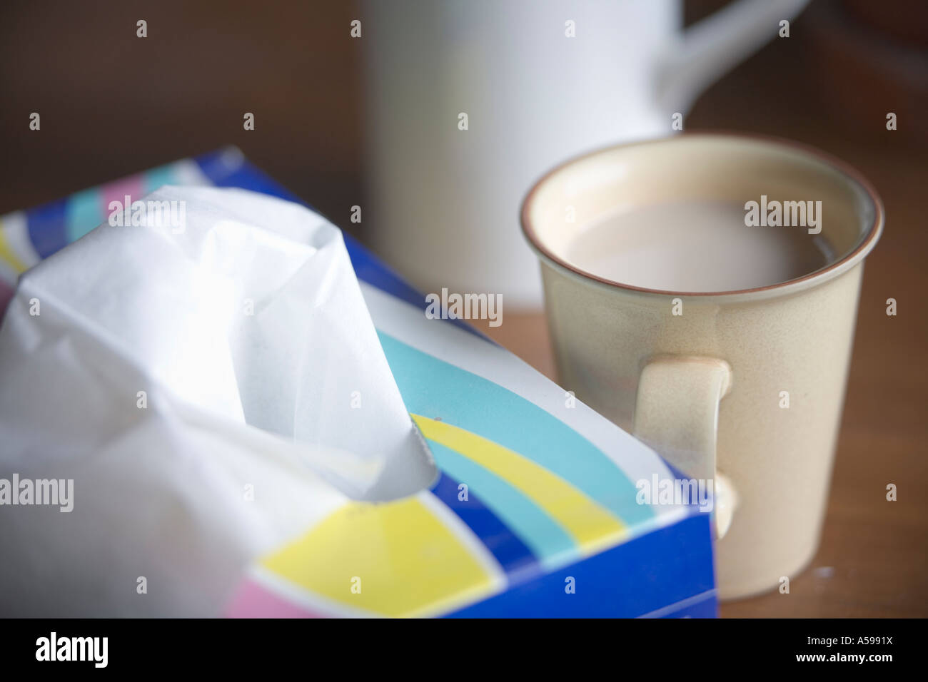Tea with tissues Stock Photo - Alamy