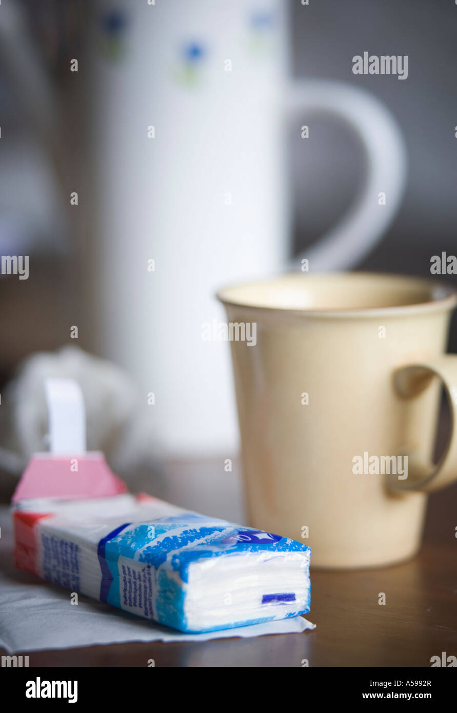 Tea with tissues Stock Photo - Alamy