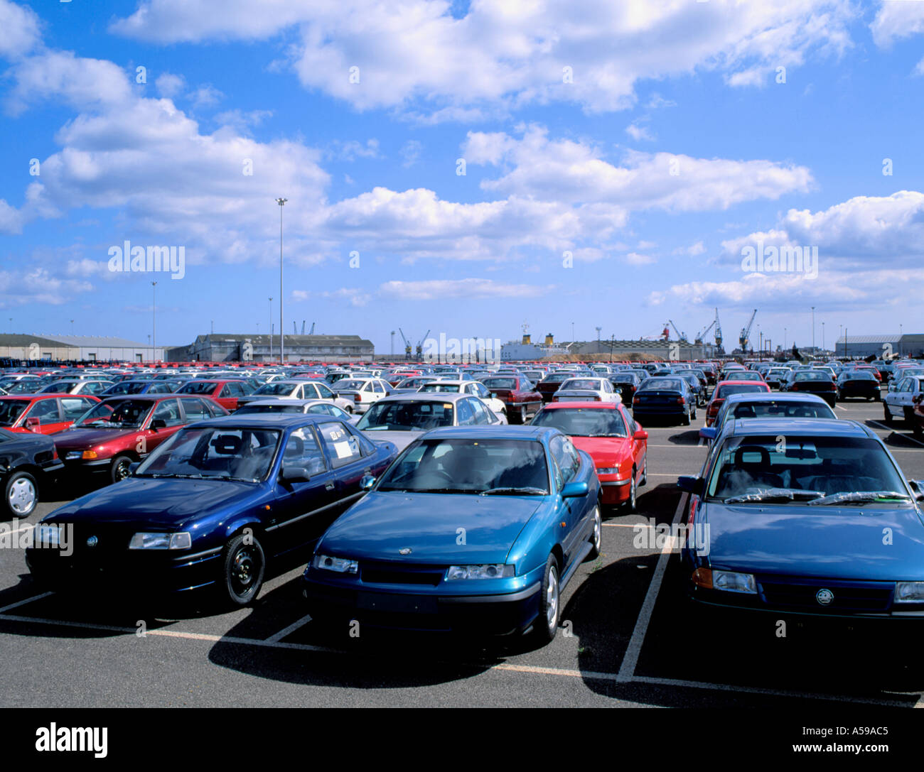 Car compound holding Vauxhall cars, Hartlepool, Cleveland, England, UK ...