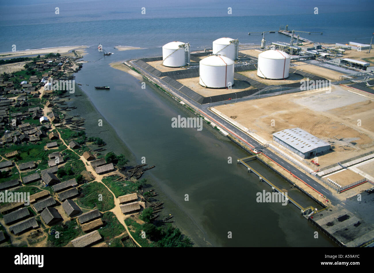 oil facilities in the niger delta nigeria aerial view Stock Photo - Alamy
