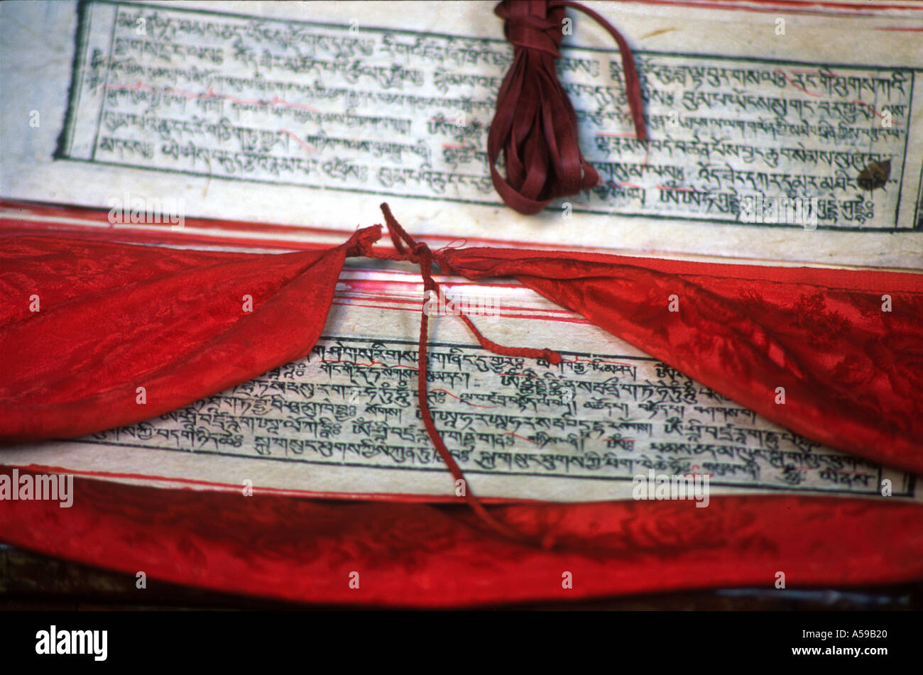 Tibetan text in Boudhnath Kathmandu Stock Photo - Alamy