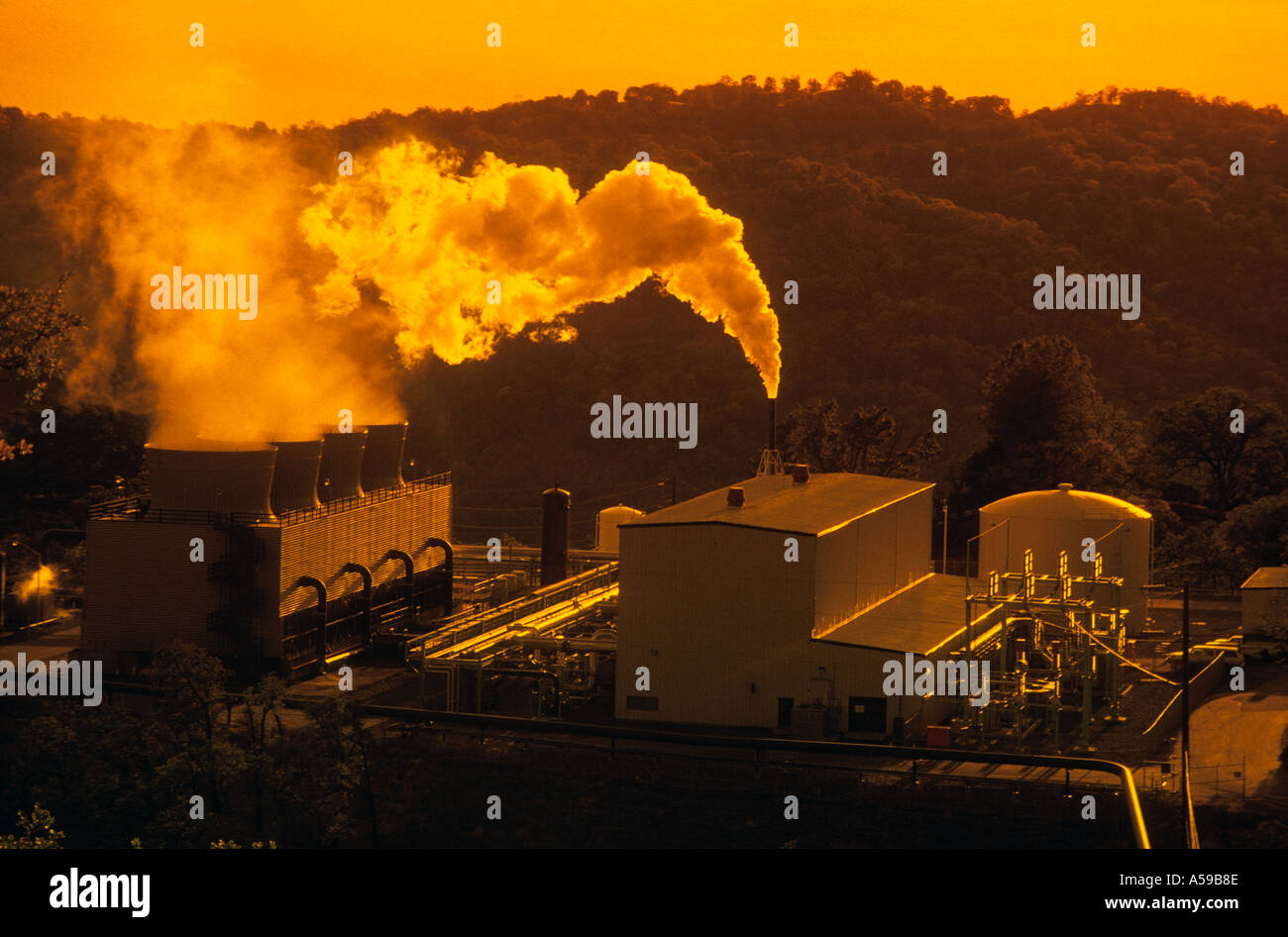 Geysers geo thermal power plant in northern California Stock Photo - Alamy