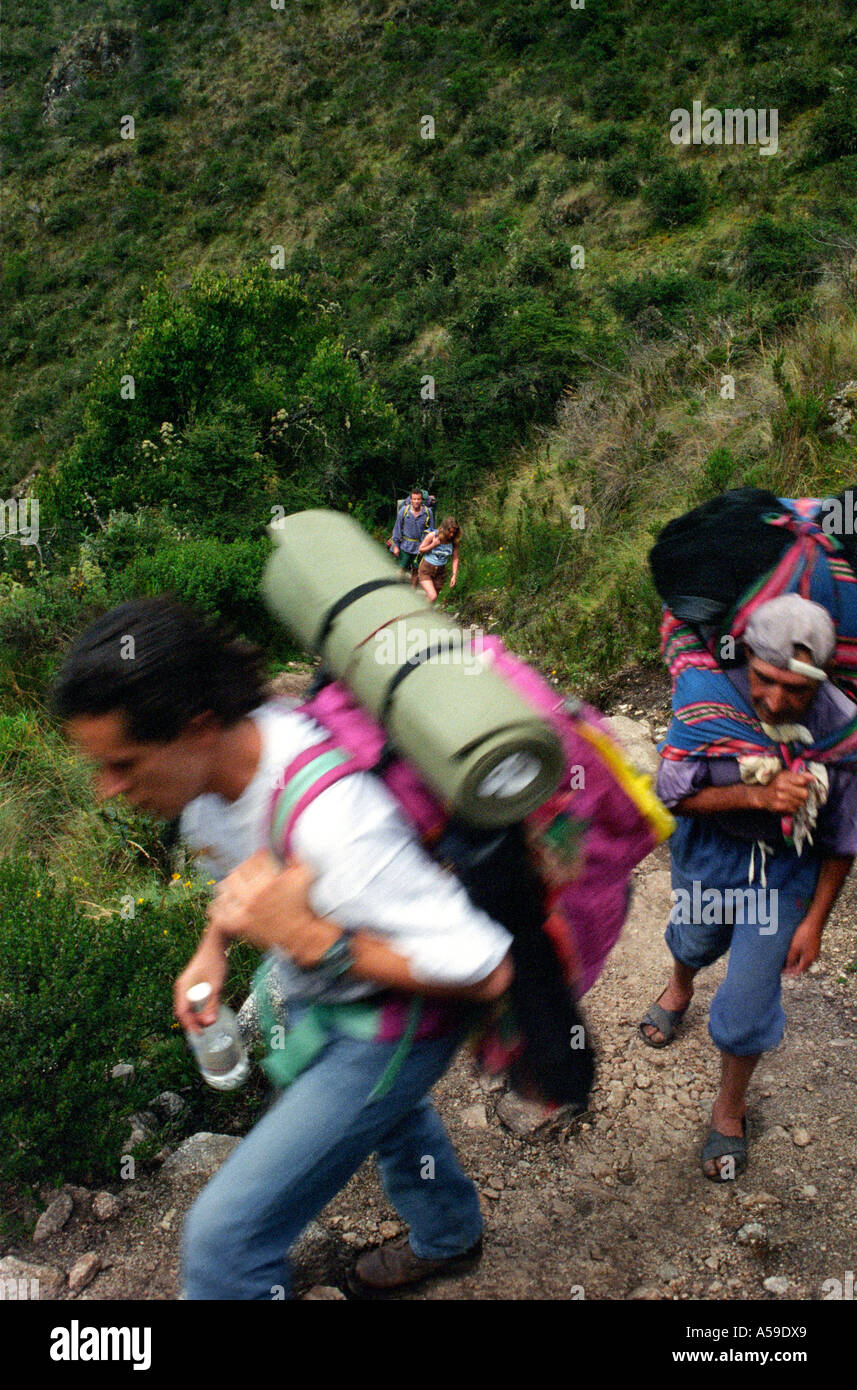 backpacker at the Inca Trail Peru Stock Photo - Alamy