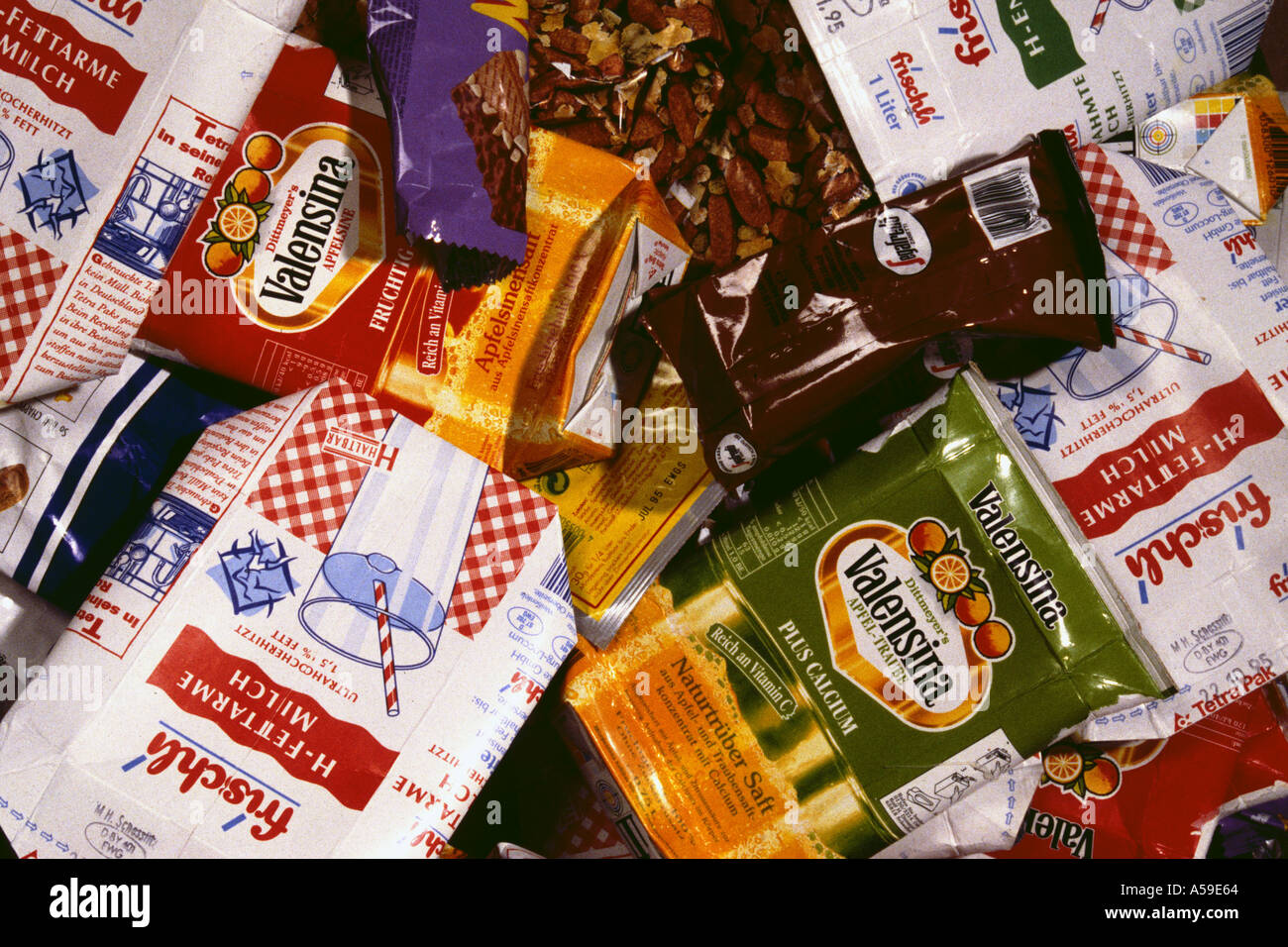 Recycling of plastics packages re processing Stock Photo - Alamy