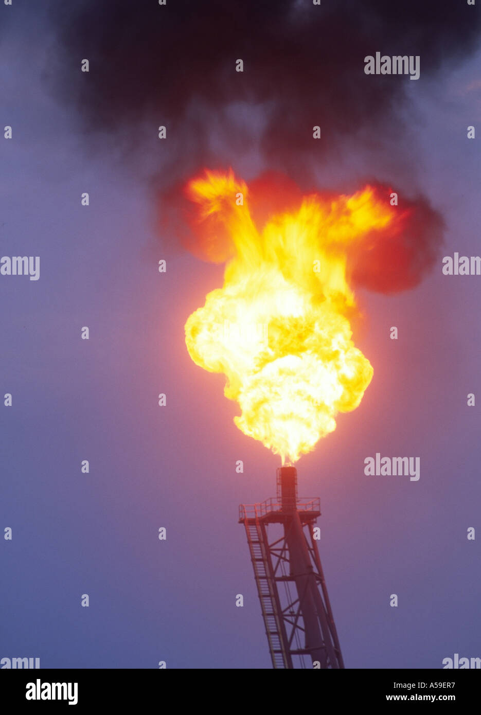 oil flare from oil rig Niger Delta, Nigeria, West Africa Stock Photo ...