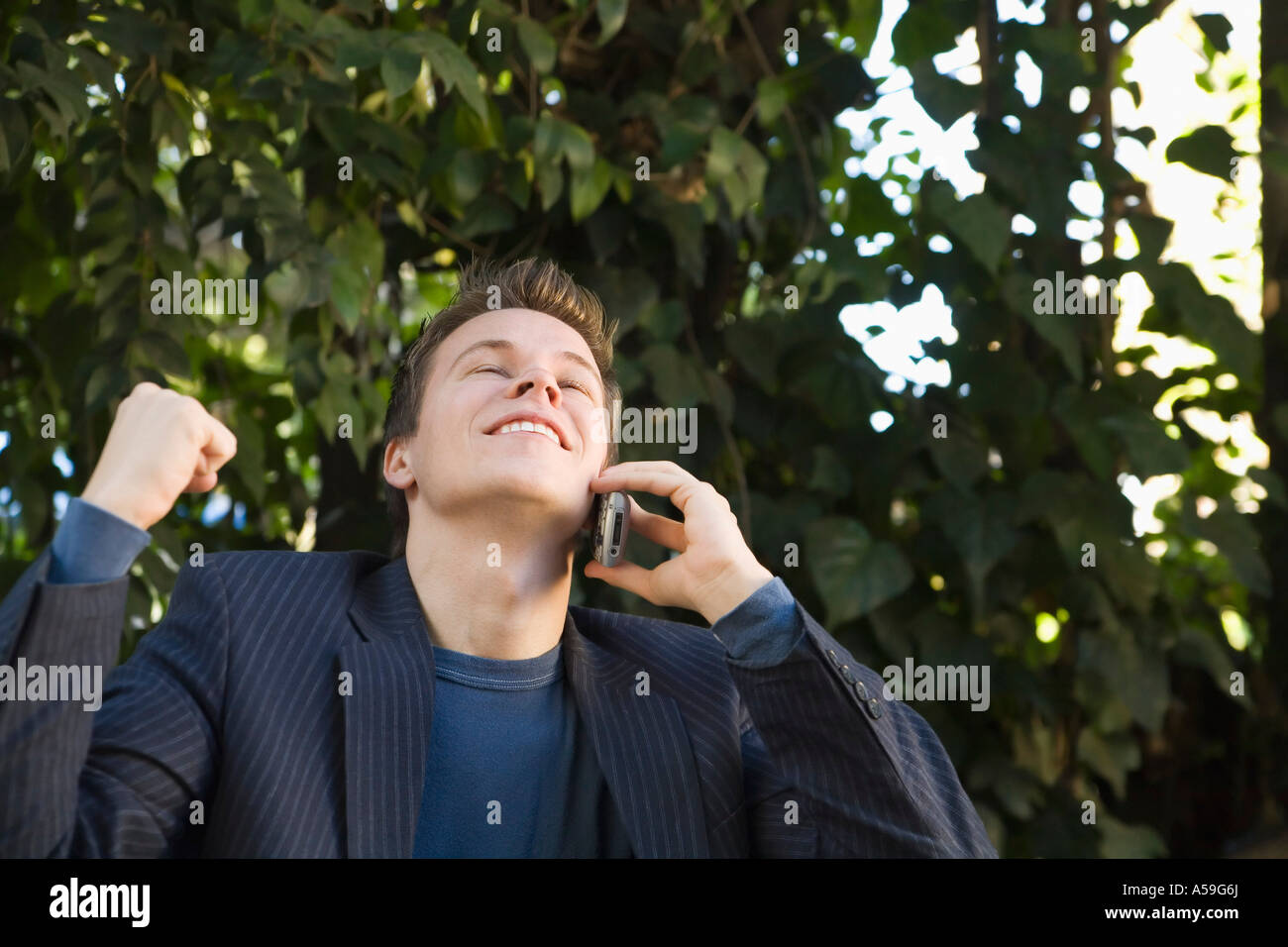 Portrait of Man Using Cellular Telephone Stock Photo - Alamy