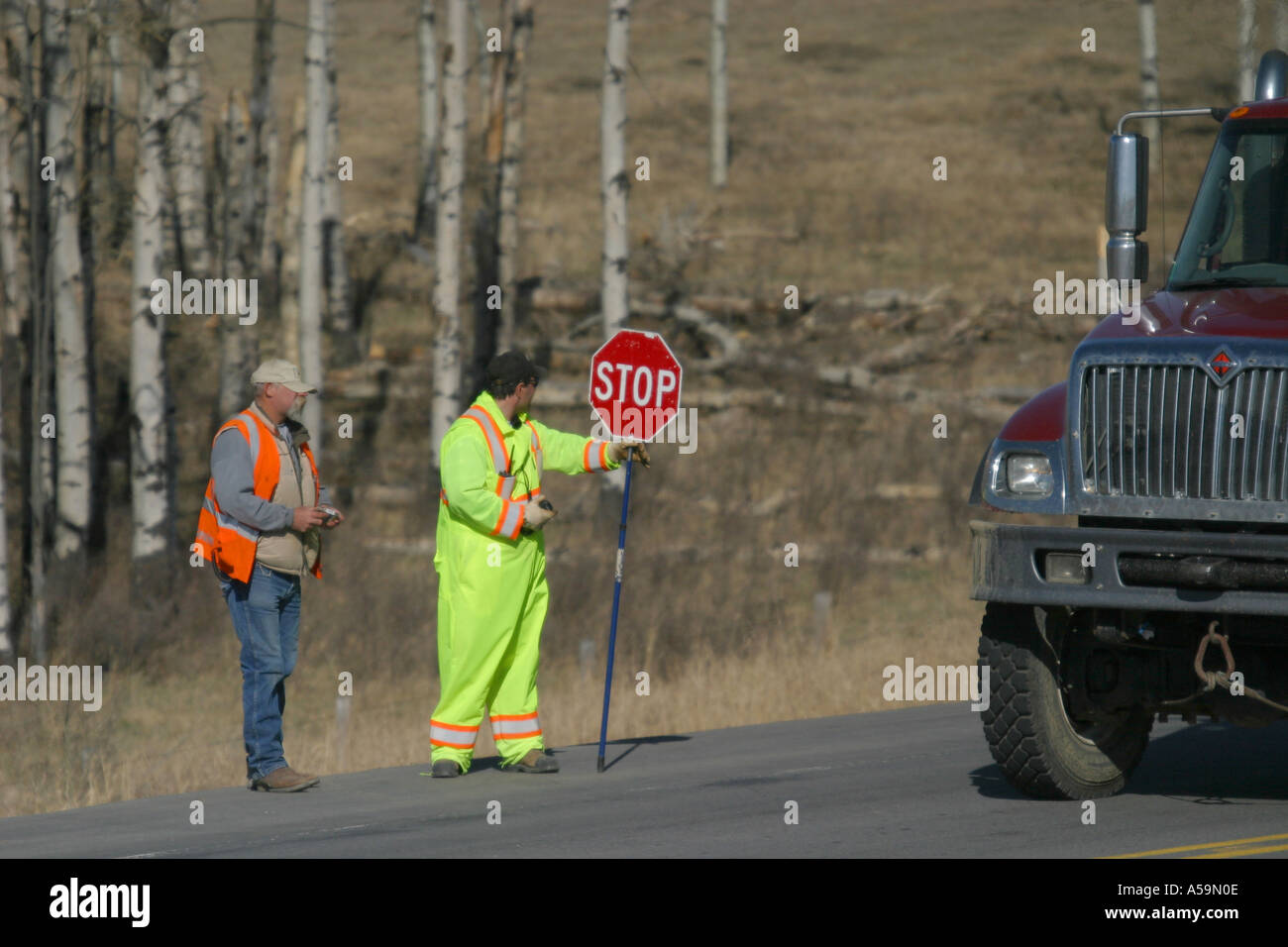 Flagman highway hi-res stock photography and images - Alamy