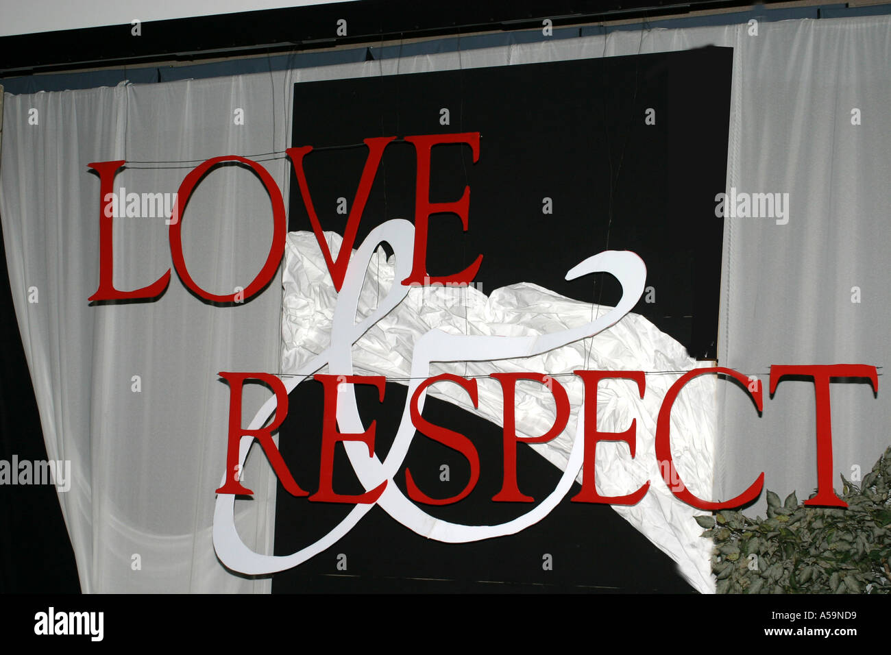 Sign advertising a Love and Respect seminar Stock Photo - Alamy