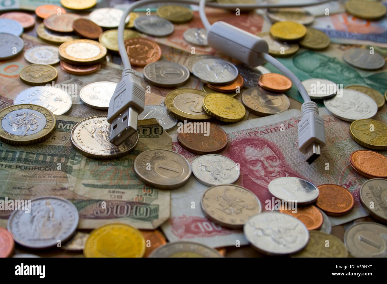 Still life with coins Stock Photo - Alamy
