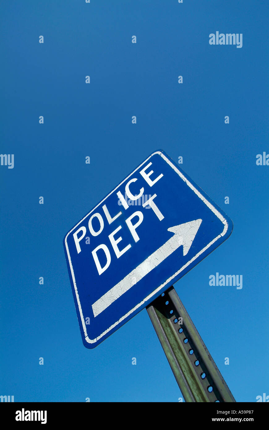 Street sign showing direction to a police department Stock Photo - Alamy
