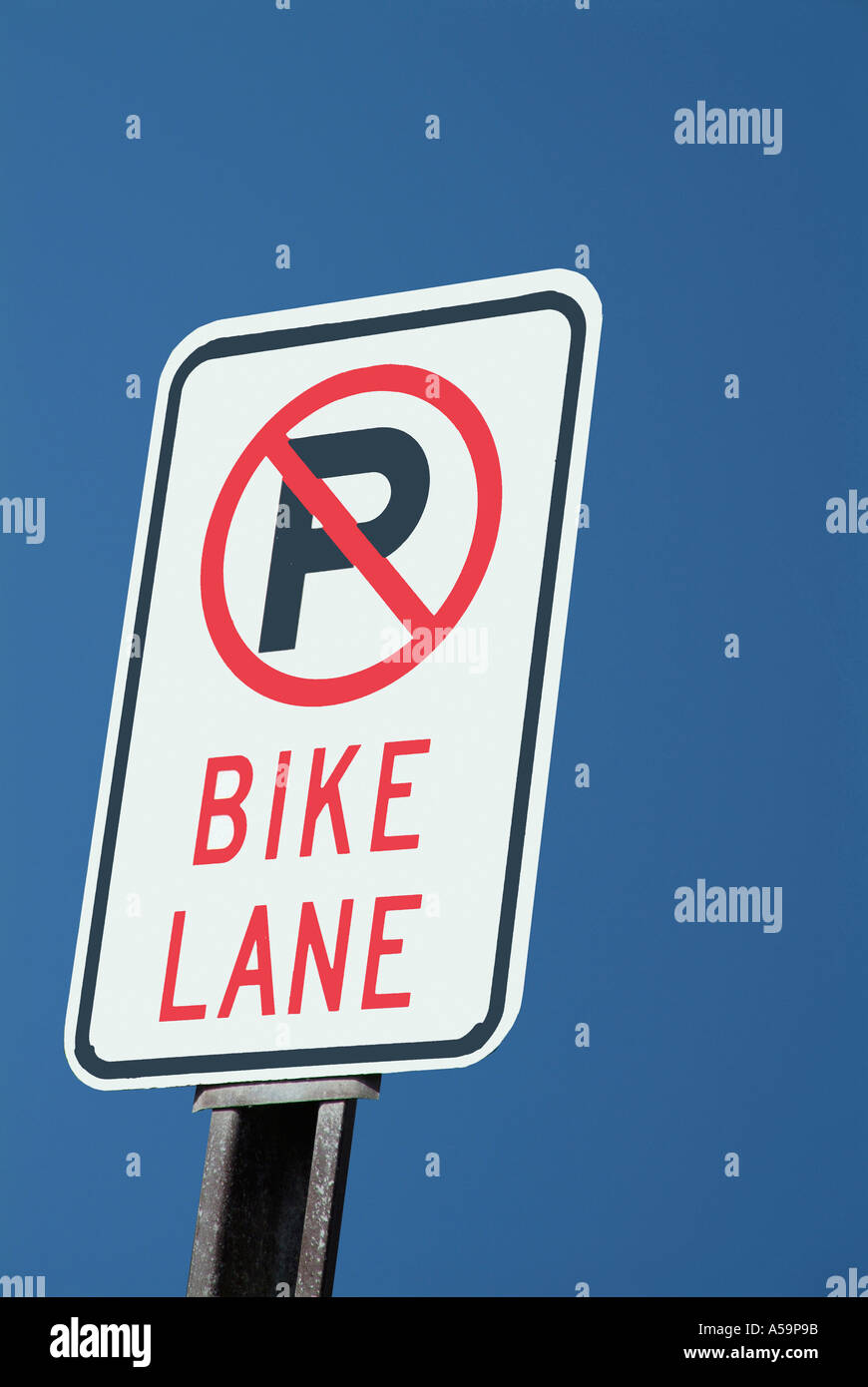 No parking bike lane sign Stock Photo - Alamy