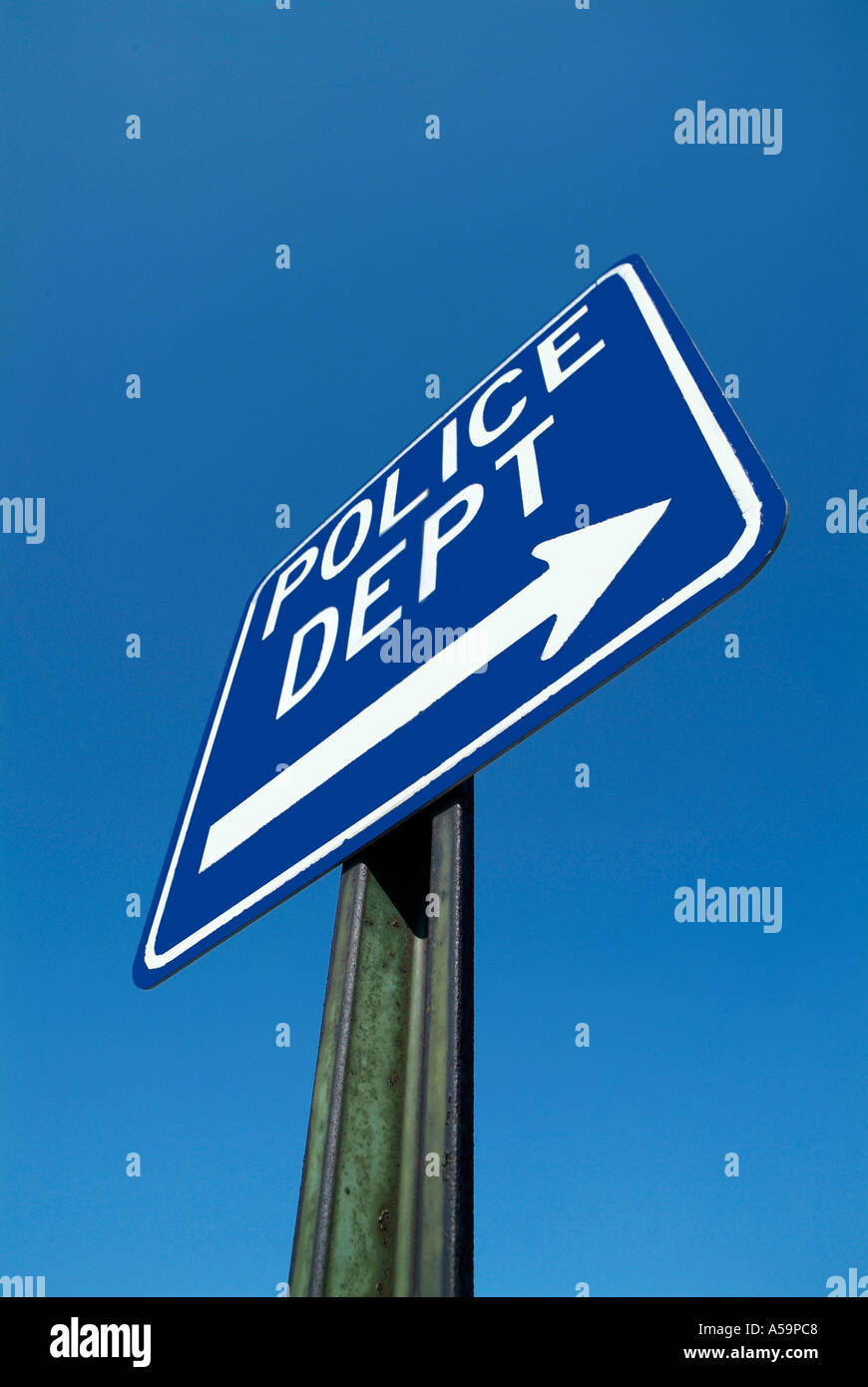 Street sign showing directions to a police department Stock Photo - Alamy