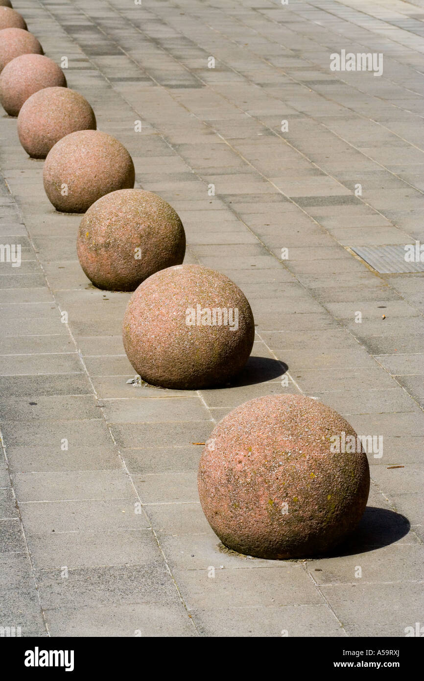 Round bollards in luxembourg september 2005 Stock Photo - Alamy