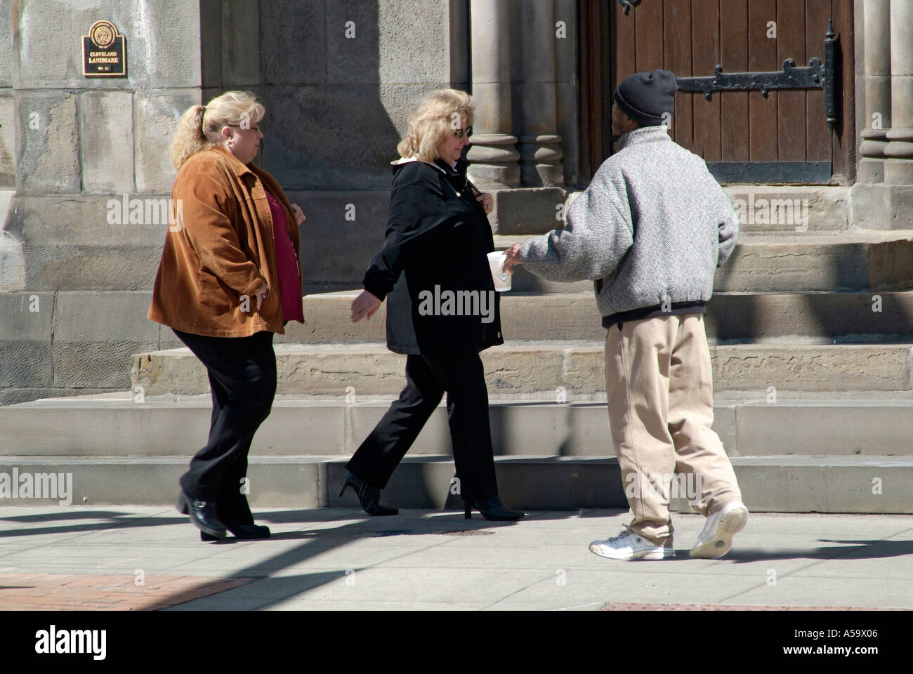 Homeless beggar in Downtown Cleveland Ohio Stock Photo - Alamy