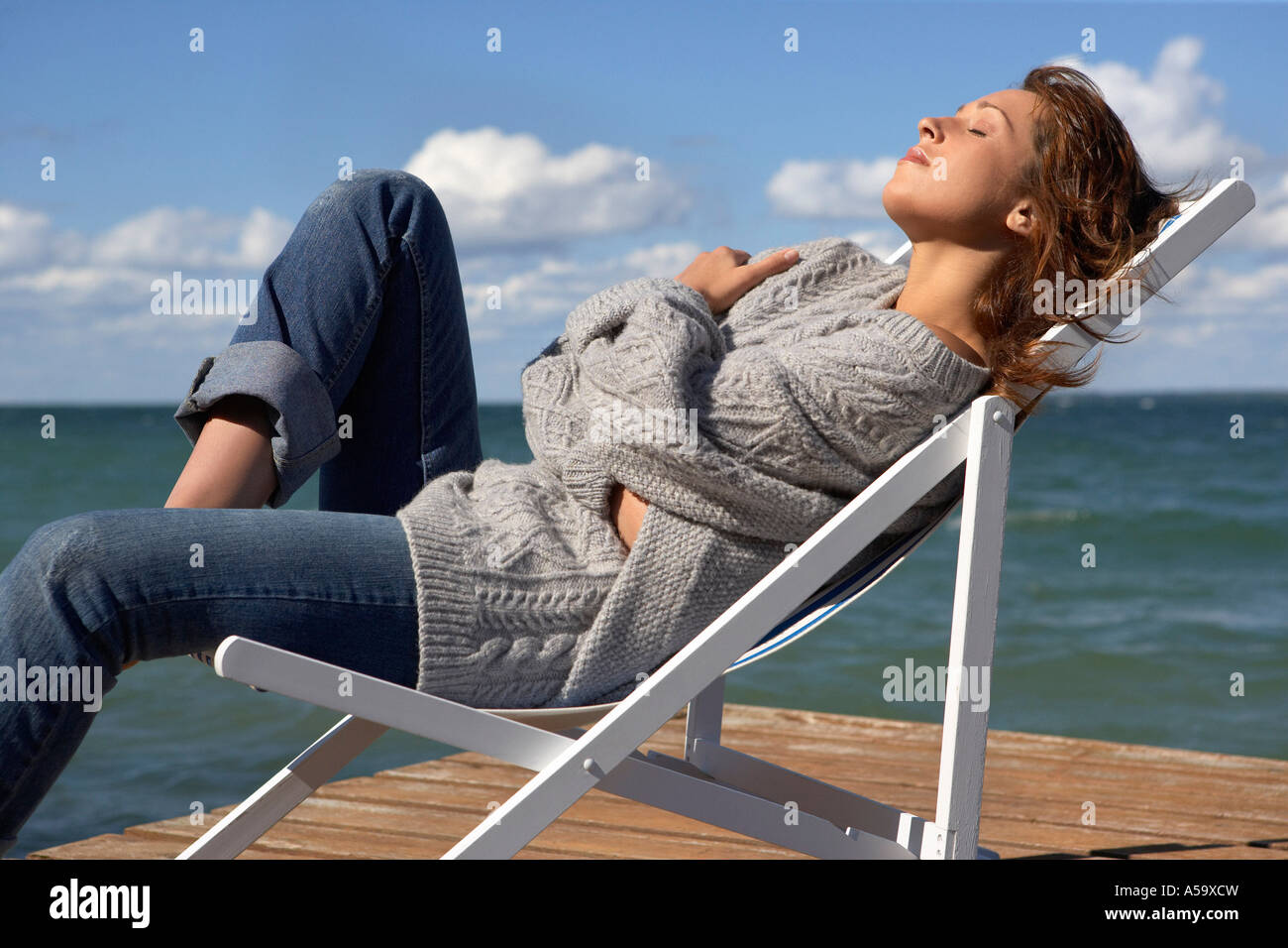 Old woman asleep in chair hi-res stock photography and images - Alamy
