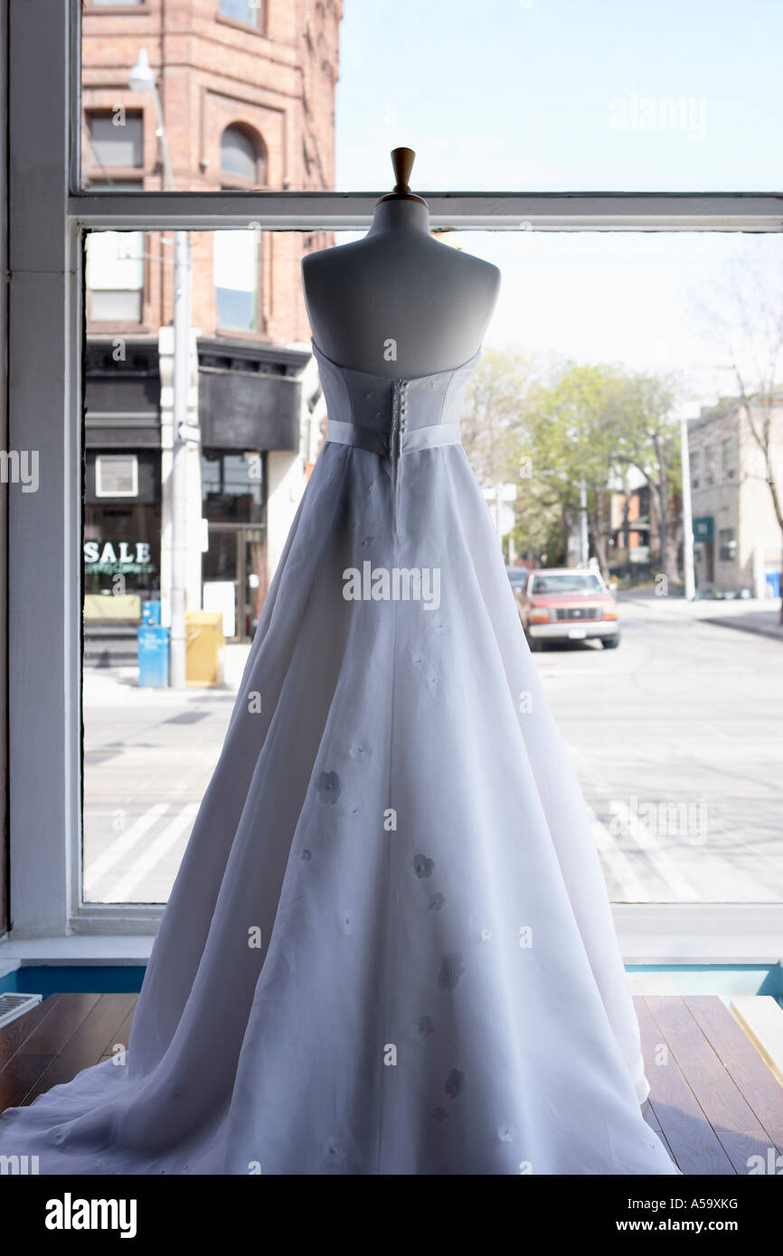 Wedding Gown on Display at Store Stock Photo - Alamy
