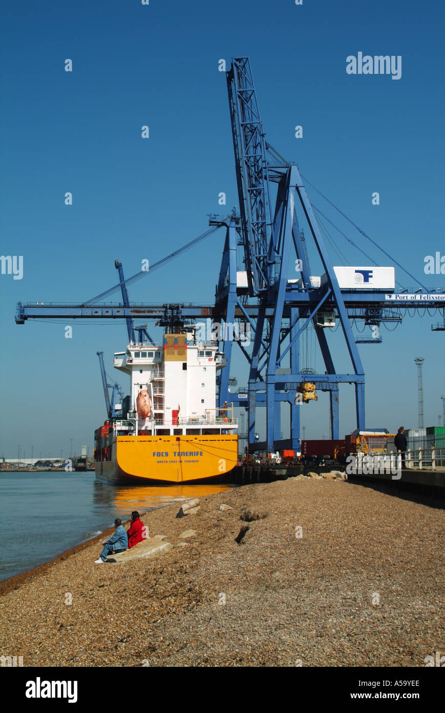 Container Port of Felixstowe River Orwell estuary cranes ready loading ...