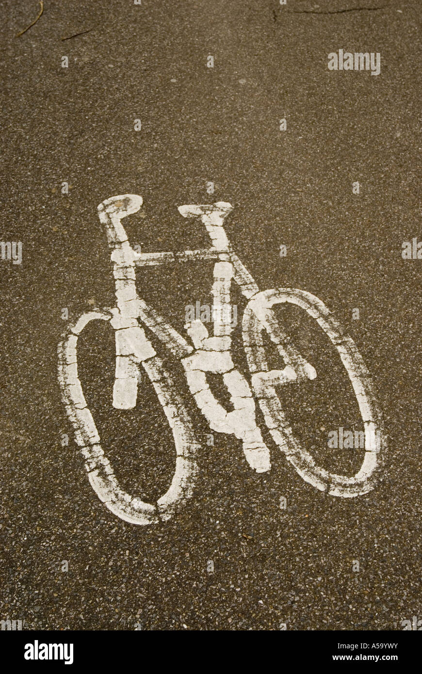 cycle track with painted bicycle sign Stock Photo - Alamy