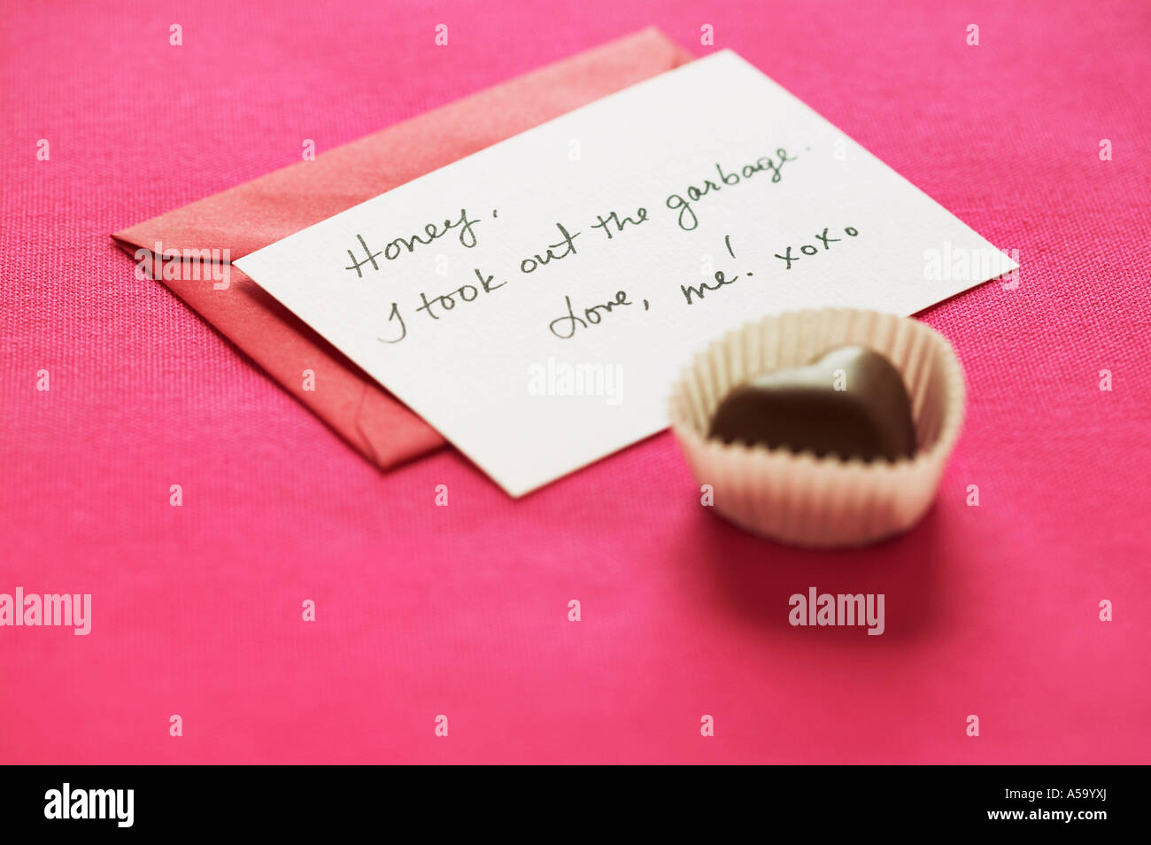 Note with Chocolate Stock Photo - Alamy