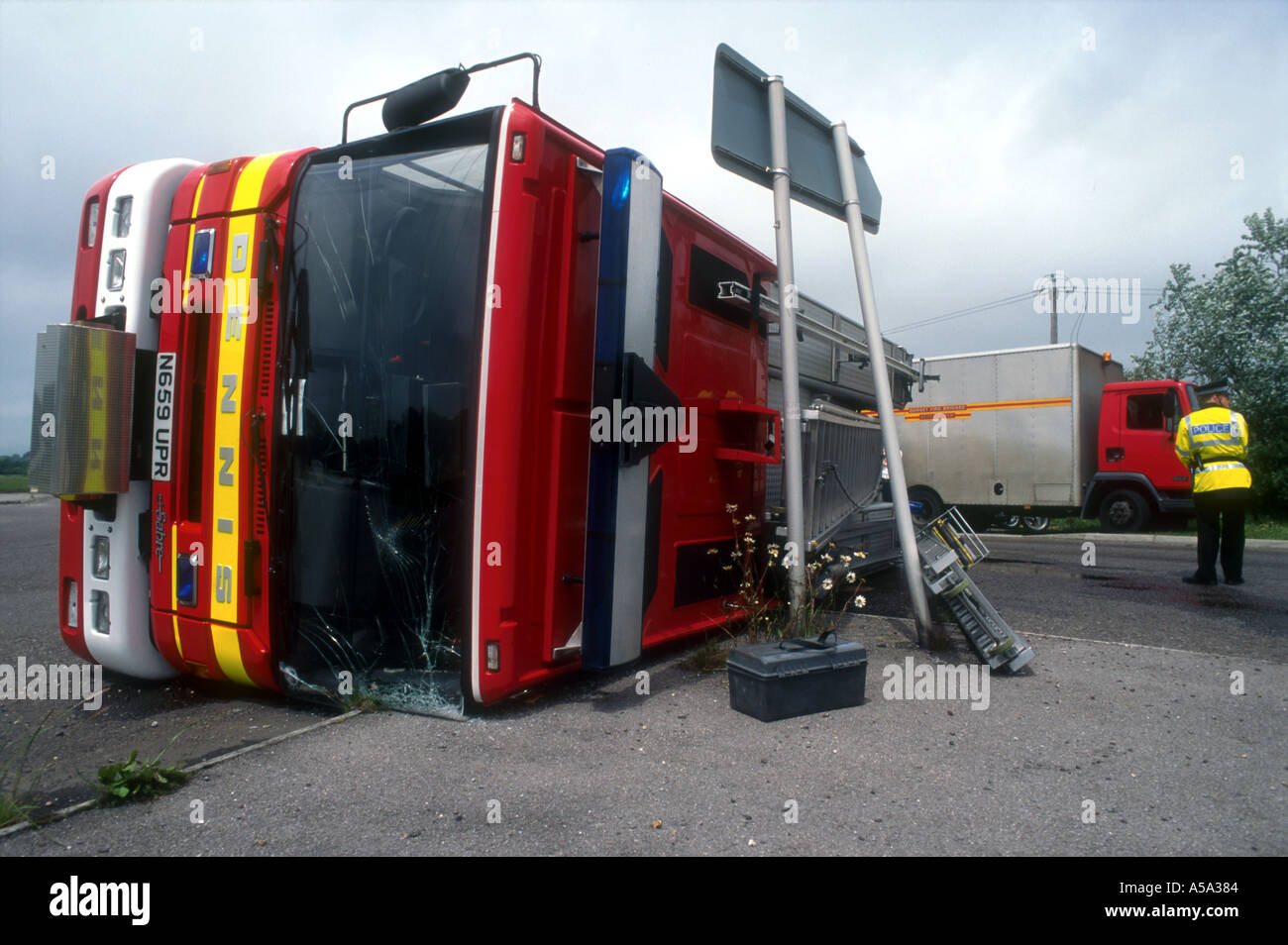 Fire engine overturned hi-res stock photography and images - Alamy