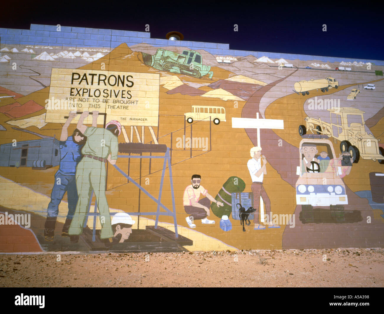Wall mural in opal mining town of Coober Pedy, South Australia ...