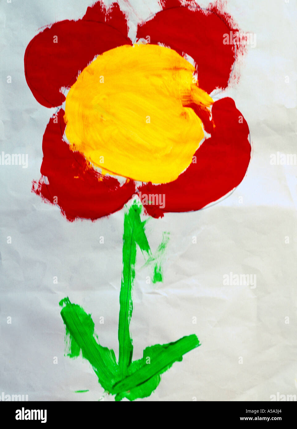 Child's Painting Of Flower Stock Photo - Alamy