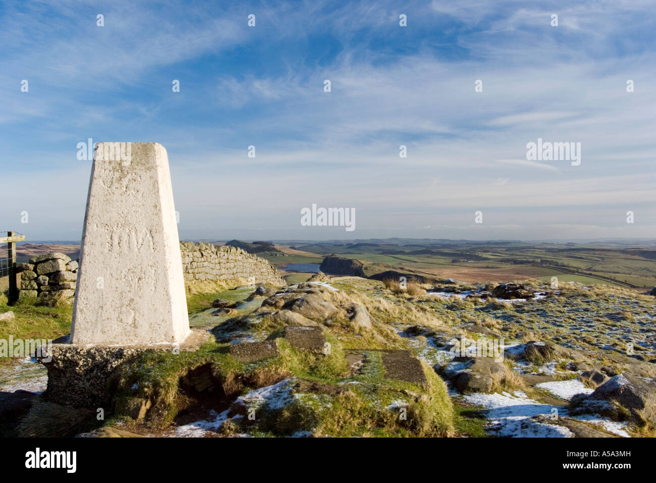 Winshields Crag on Hadrian's Wall, looking towards Peel Crags Stock ...