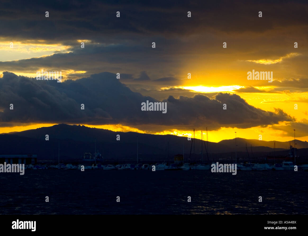 Sunset in Gibraltar s harbour april 2006 Stock Photo - Alamy