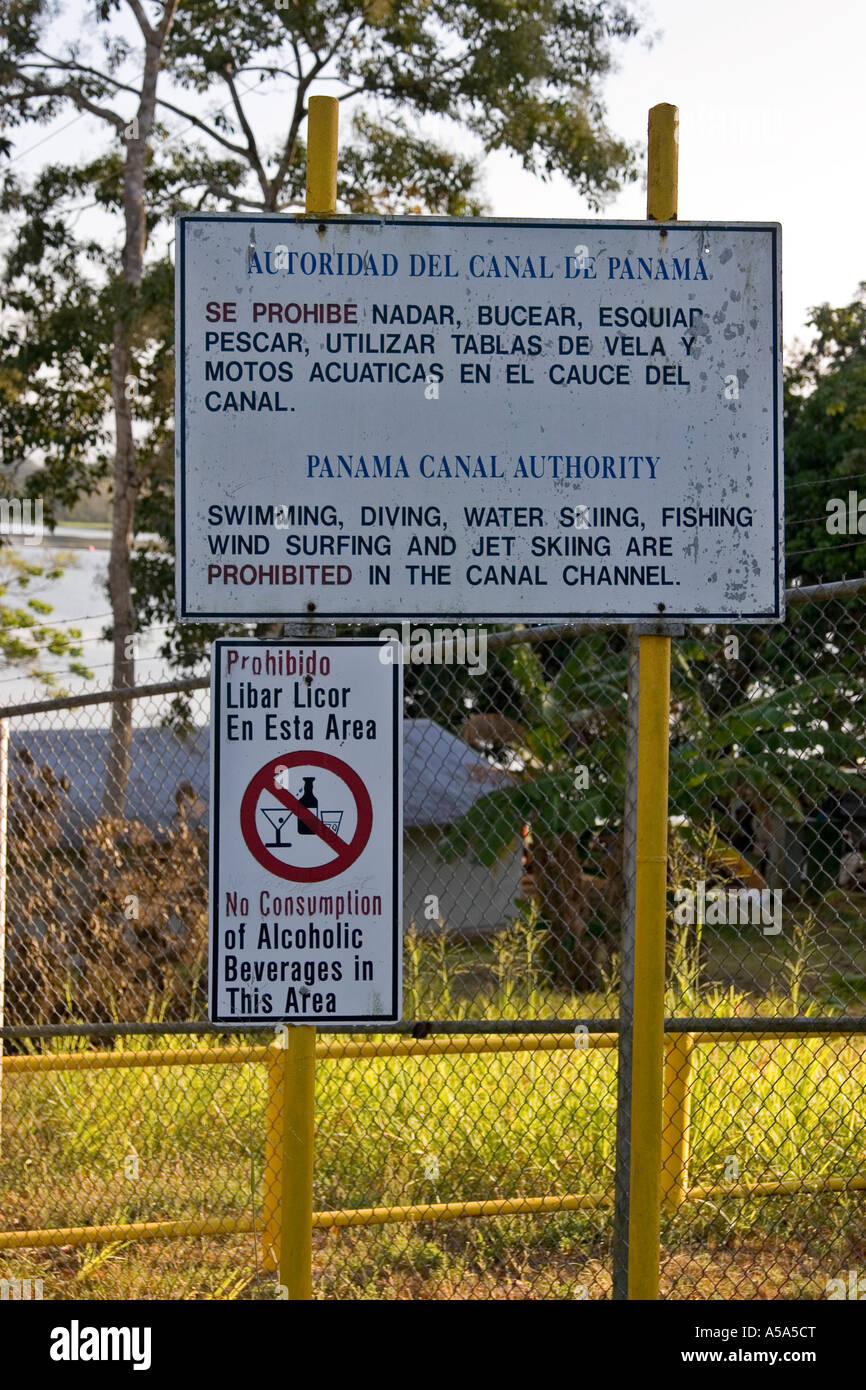Autoridad del Canal de Panama. Panama Canal Authority sign prohibiting ...