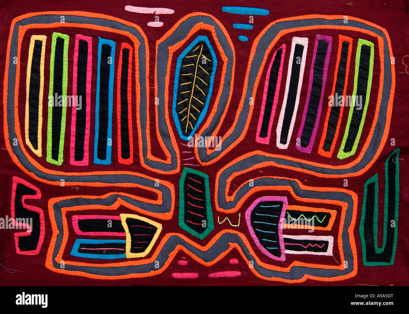 Colorful Mola Kuna from Kuna Yala, Republic of Panama, Central America ...