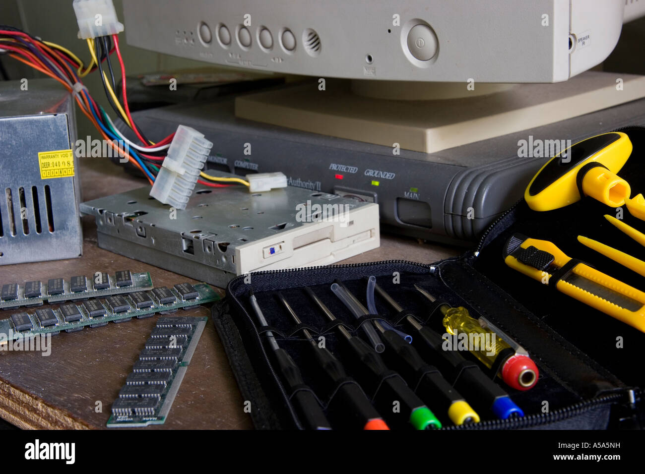 Computer parts and tools Stock Photo - Alamy