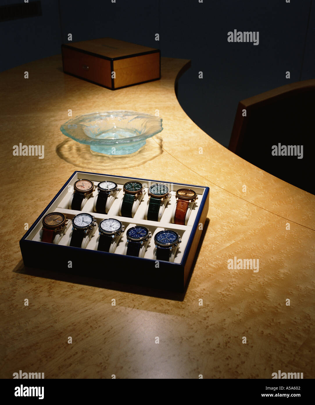 Watch display in showroom Stock Photo - Alamy