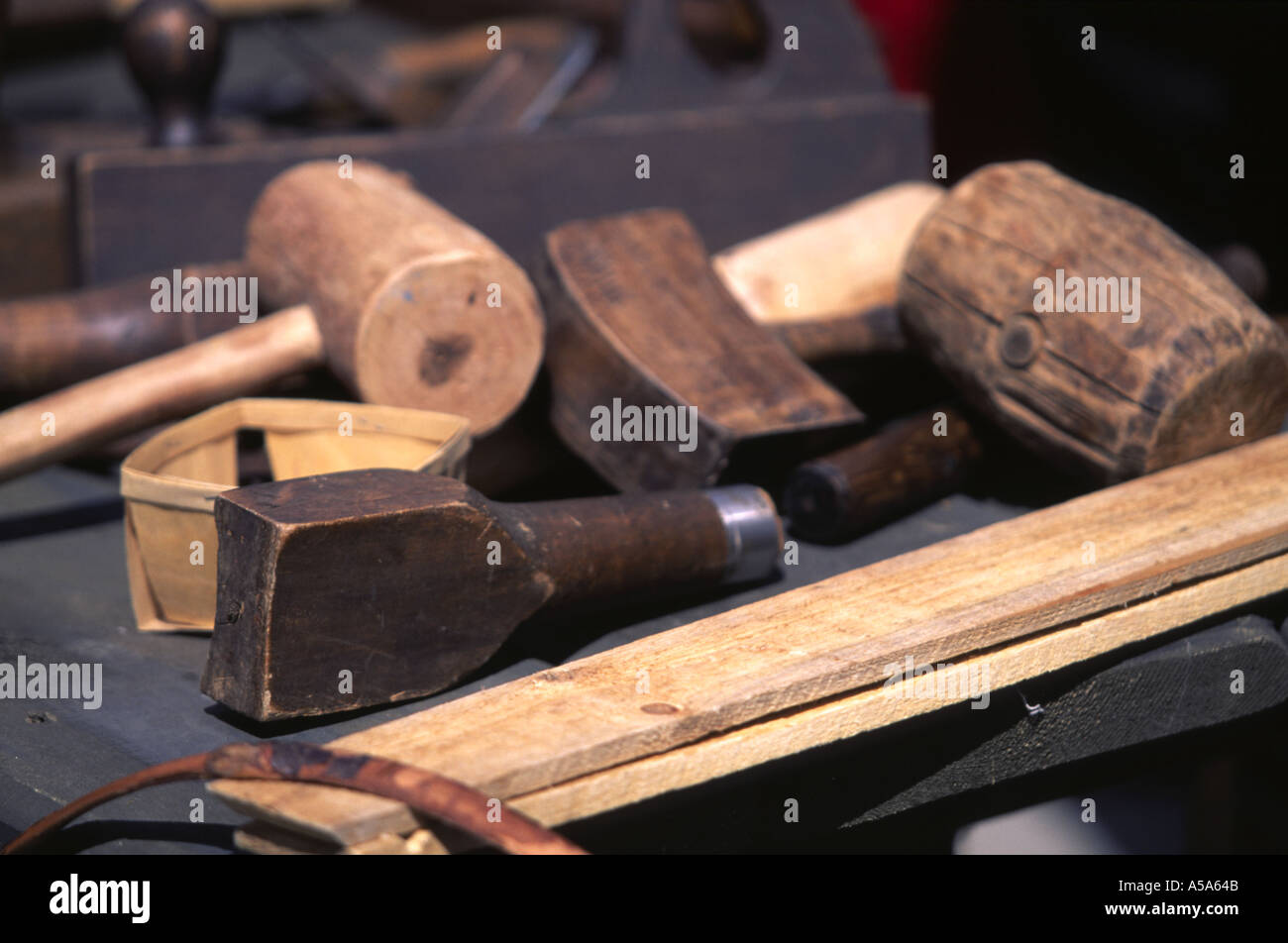 Wooden toos for barrels worker Stock Photo - Alamy