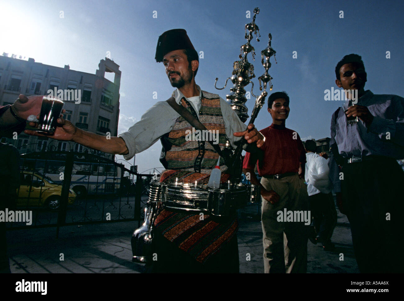 A street vendor serving coffee on the street of Damascus, Syria Stock ...