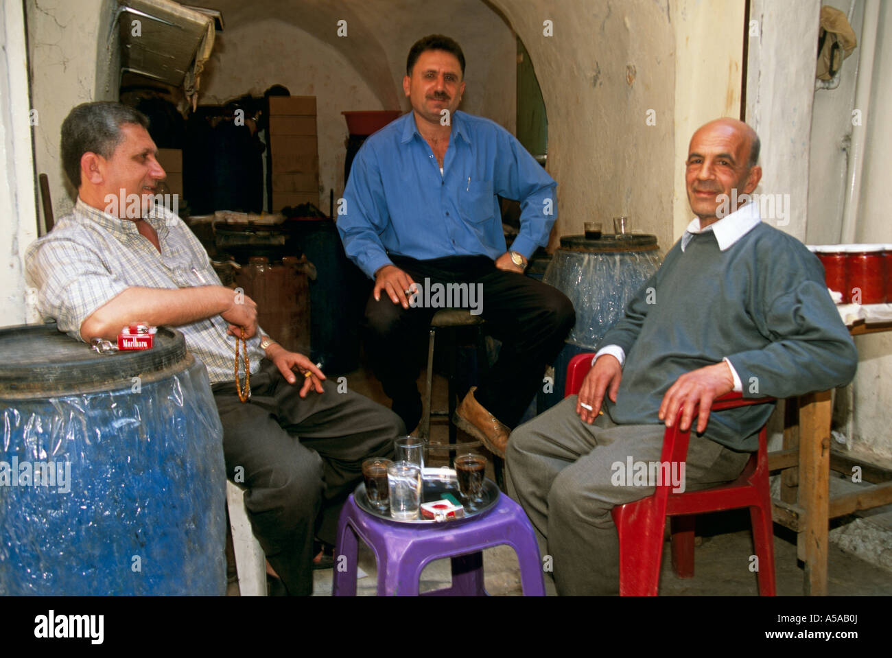 Men relaxing and drinking coffee in Beirut Lebanon Stock Photo - Alamy