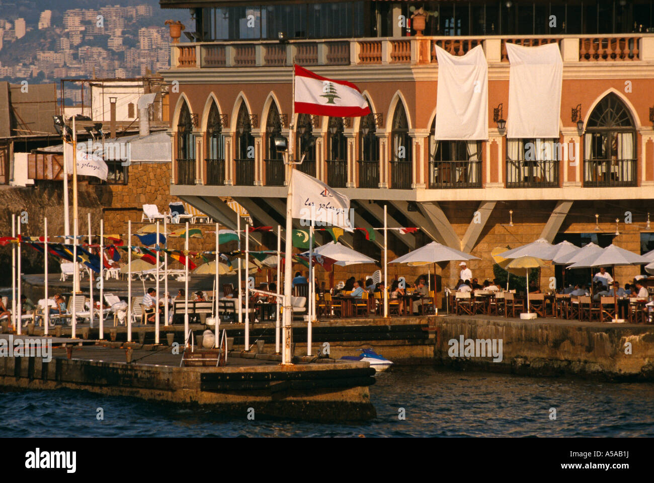 Restaurant by the pier in Beirut Lebanon Stock Photo - Alamy