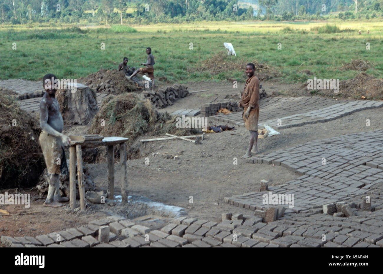 The brick makers in Uganda Stock Photo - Alamy