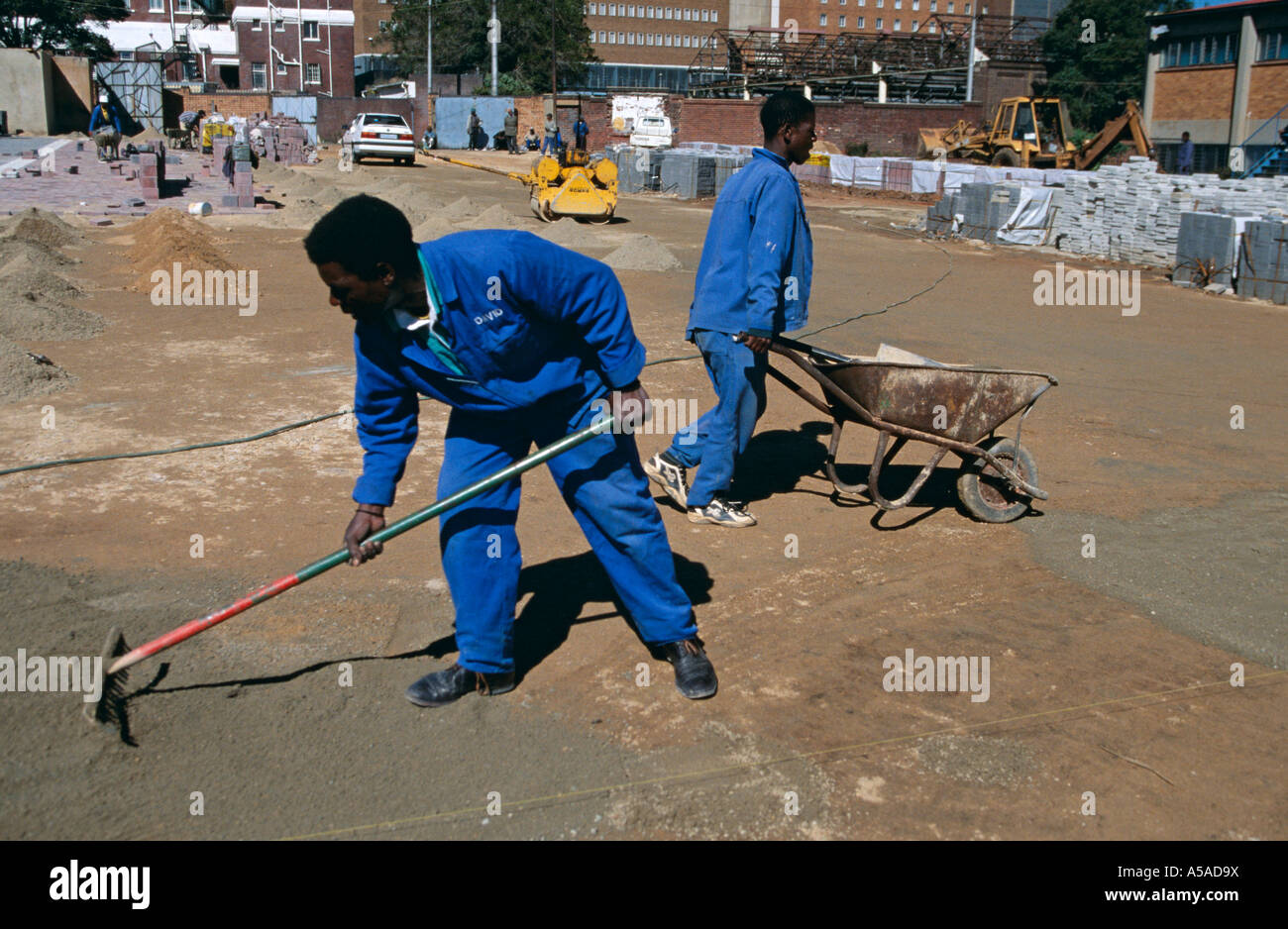 Workers at a construction site in Johannesburg South Africa Stock Photo ...