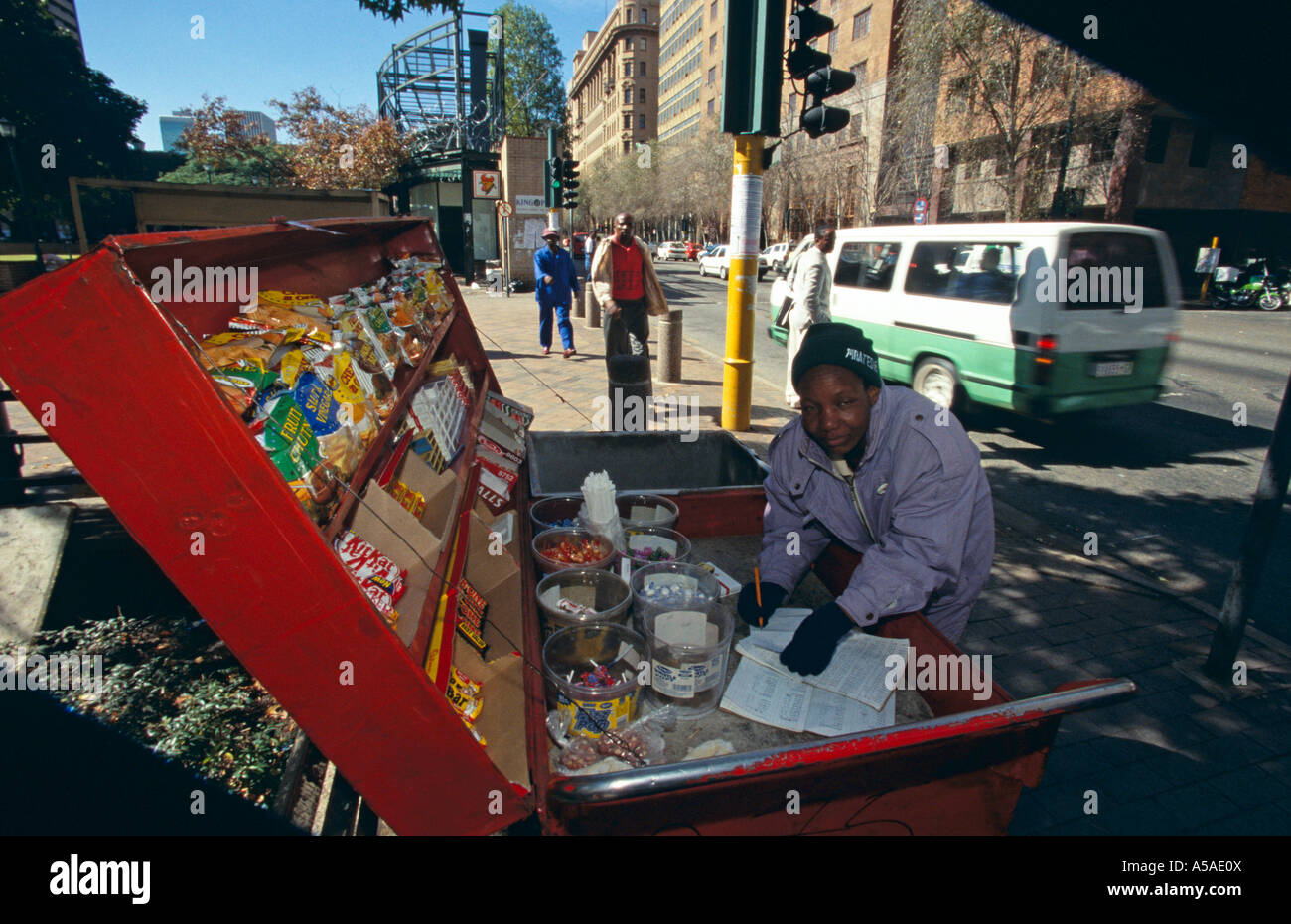 Hawker selling snacks on street, Johannesburg, South Africa Stock Photo ...