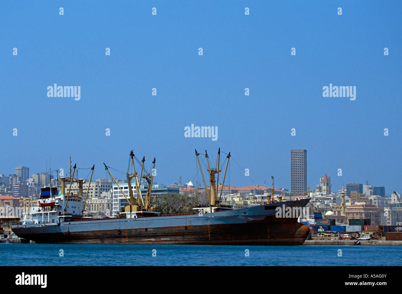 A ship anchored at the Port of Beirut Lebanon Stock Photo - Alamy