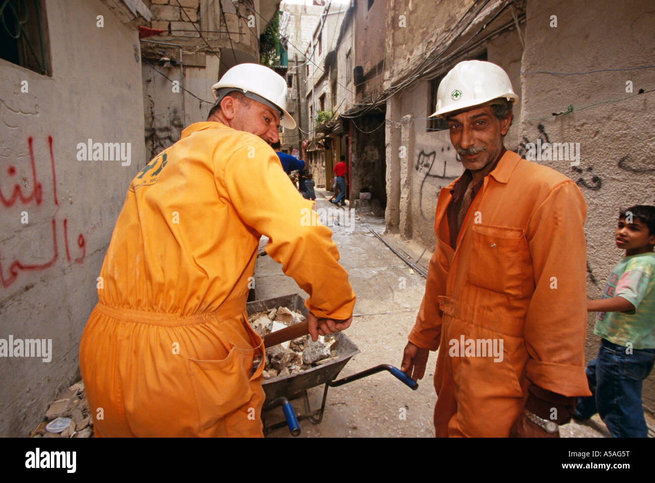 Construction workers at a building site in Beirut Lebanon Stock Photo ...