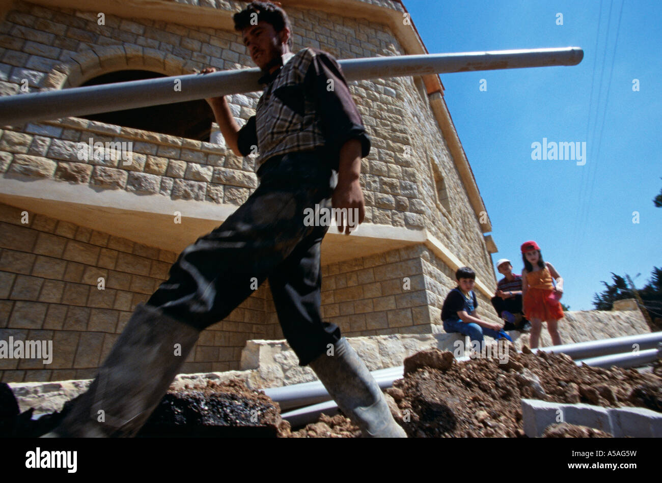 A construction worker at a building site in Beirut Lebanon Stock Photo ...