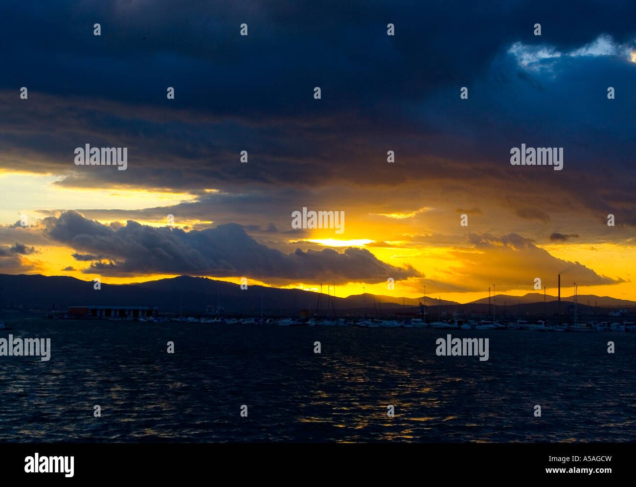 Sunset in Gibraltar Stock Photo - Alamy