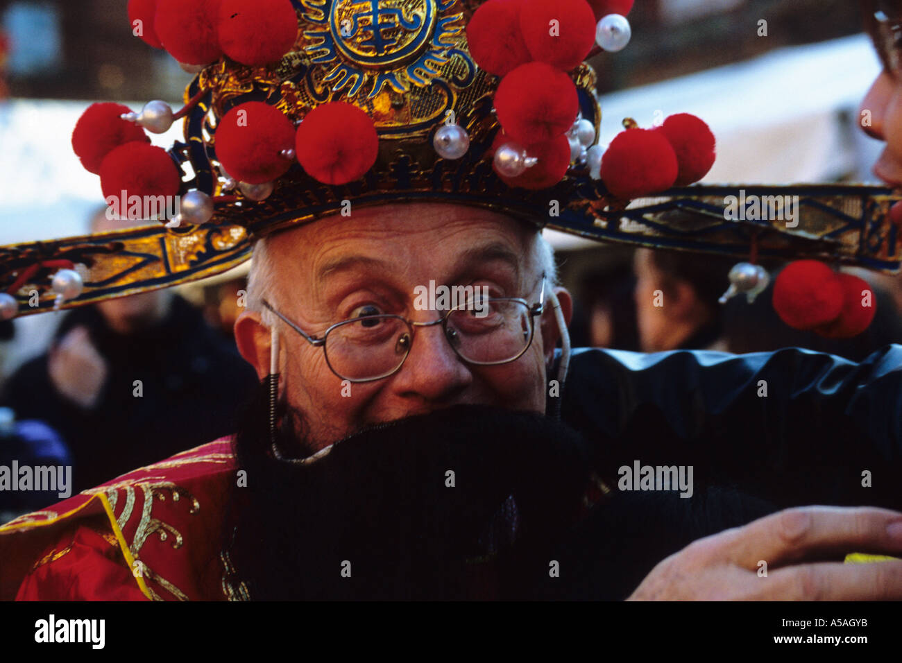 Bearded man, Chinese New Year, China Town, Manchester Stock Photo - Alamy